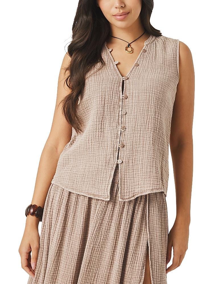 SPLENDID Splendid Ava Gauze Button Front Tank